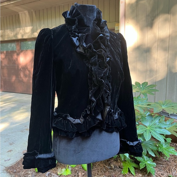 INC International Concepts | Jackets & Coats | Inc Black Velvet Ruffled ...